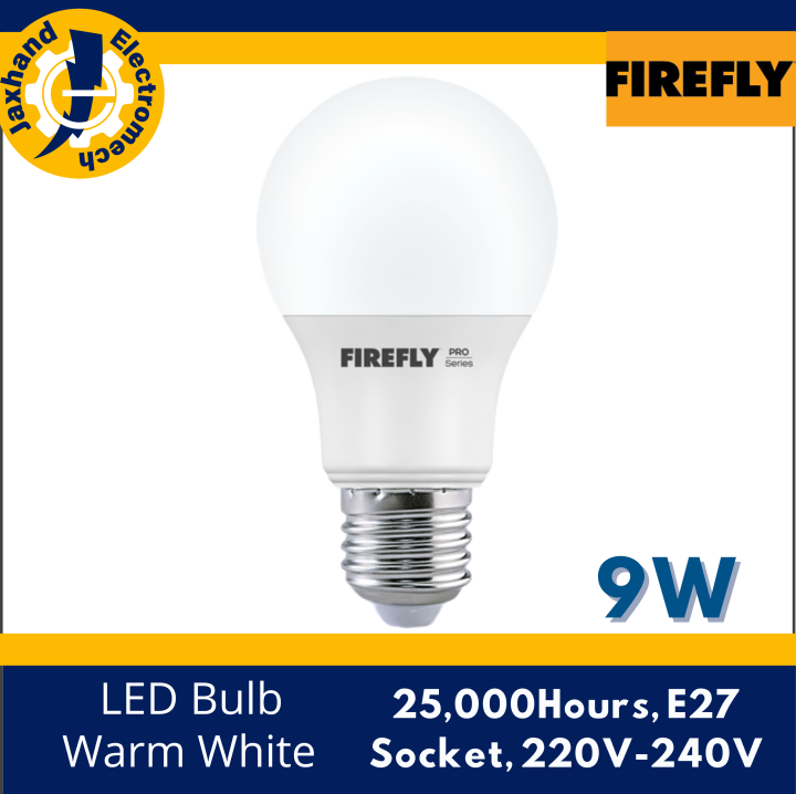 FIREFLY Dim To Bright LED Bulb 9W, Warm White, 25,000Hours, E27 Socket ...