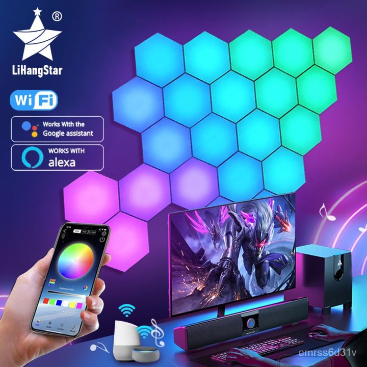 RGB Bluetooth LED Hexagon Light Indoor Wall Light APP Remote Control ...