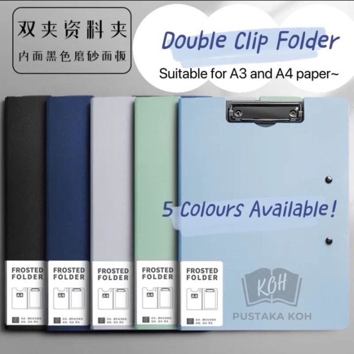 [KOH] A3 & A4 Frosted Folder Foldable / Double Clip Folder / Dua Klip ...