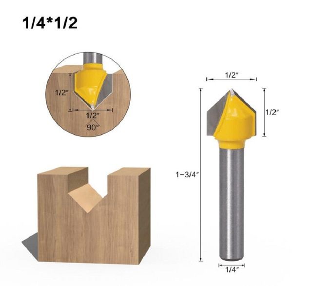 1pc 6.35mm Shank 90 Degree V Groove Bit 1/4 Inch CNC Engraving Solid ...
