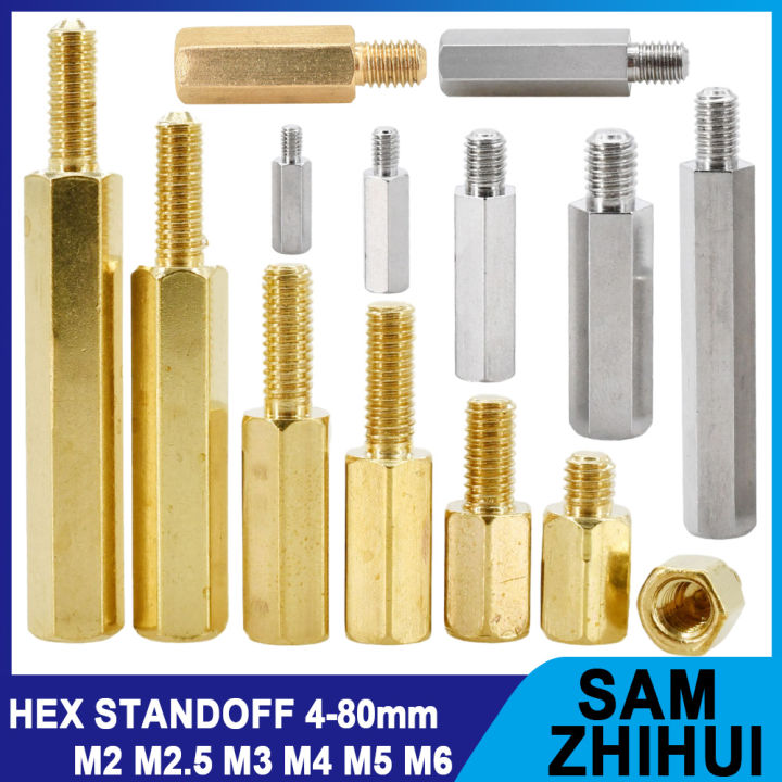 M2 M2.5 M3 M4 M5 M6 Hex Standoffs Brass 304 Stainless Steel Motherboard Rack Spacers Column Male ...