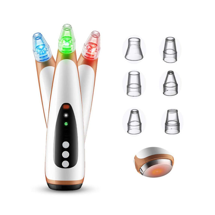 Blackhead Vacuum Remover with LED Light & Hot Compress Massage, Facial ...