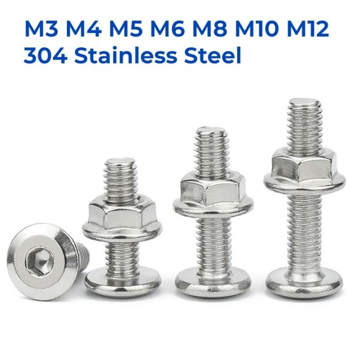 M3 M4 M5 M6 M8 M10 M12 304 Stainless Steel Large Flat Hex Hexagon Socket Allen Head Screw Bolt ...