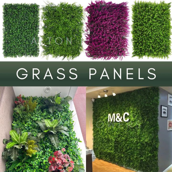 Artificial Green Wall Carpet Grass Panel Vertical Garden Turf Faux ...