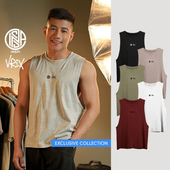 x Vrix Muscle Tee Sando for Men Tank Tops Workout Clothes Exercise Gym ...