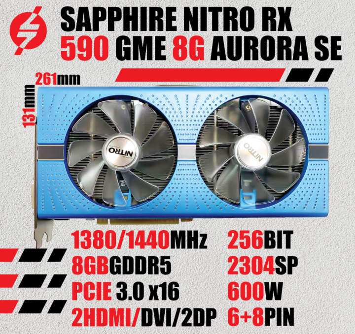 Used Sapphire RX 590 2304sp 8G 8GB D5 DUAL FAN AMD Graphic Graphics ...