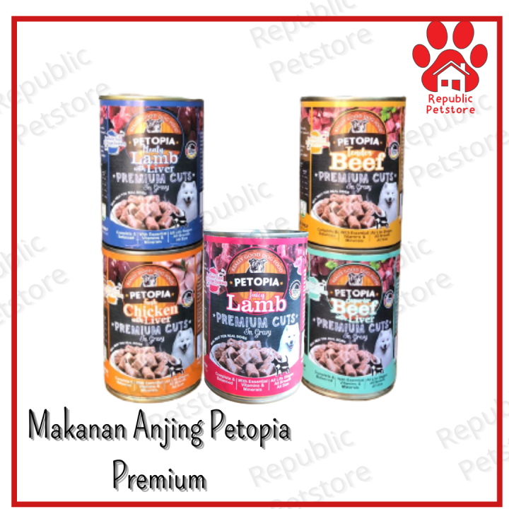 Makanan Basah Anjing Kaleng Petopia Premium Cuts 415gr - Can Wet Dog ...