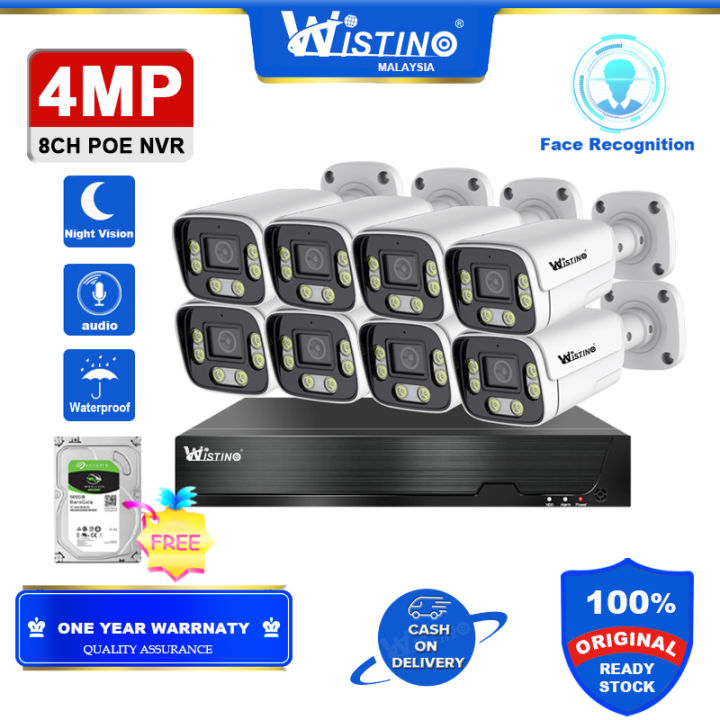 Wistino HD 2K 4MP POE Security Camera System 8CH P2P Video Surveillance Kit Audio Recording ...
