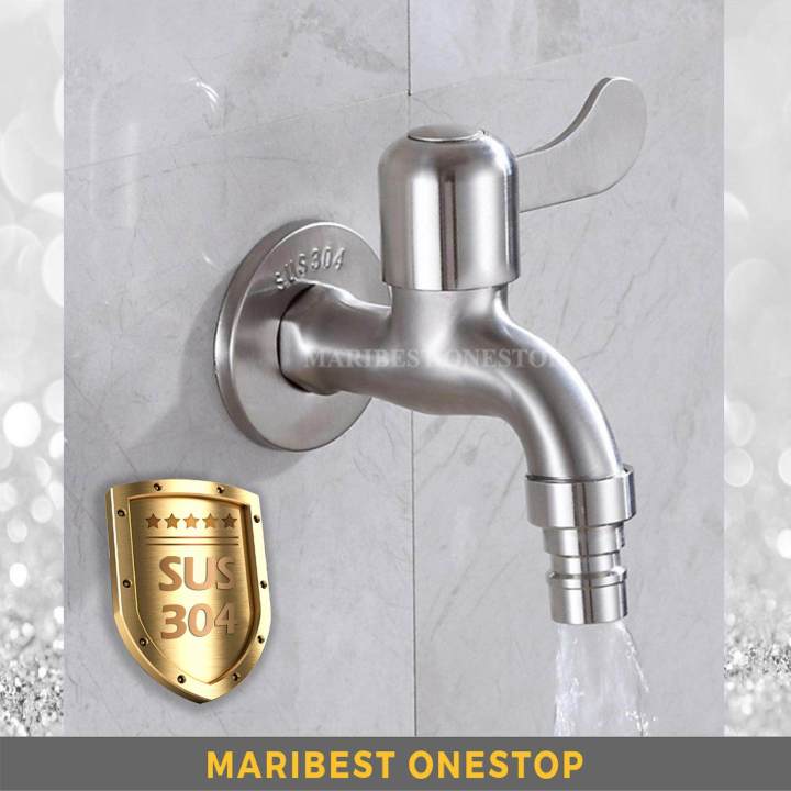 Stainless Steel SUS 304 Kitchen Faucet Wall Bib Tap | Lazada