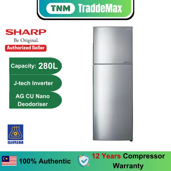 Sharp SJ286MSS 280L J-Tech Inverter 2-Door Refrigerator SHP-SJ286MSS ...