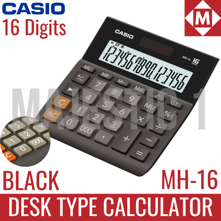 Casio Wide-Format Keypad 16 Digit Calculator Extra Large Display MH-16 ...