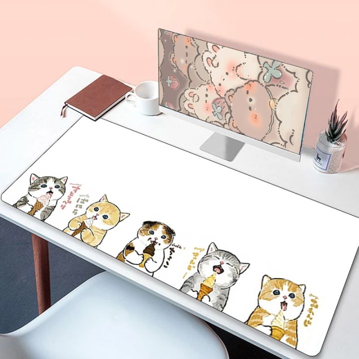 White Cat Large Anime MousePad Size 80X30cm 100x50cm Computer Mouse Pad ...