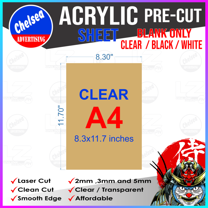 Acrylic Sheet Pre-Cut Blank Clear / Transparent, White, Black, 4R, 5R ...