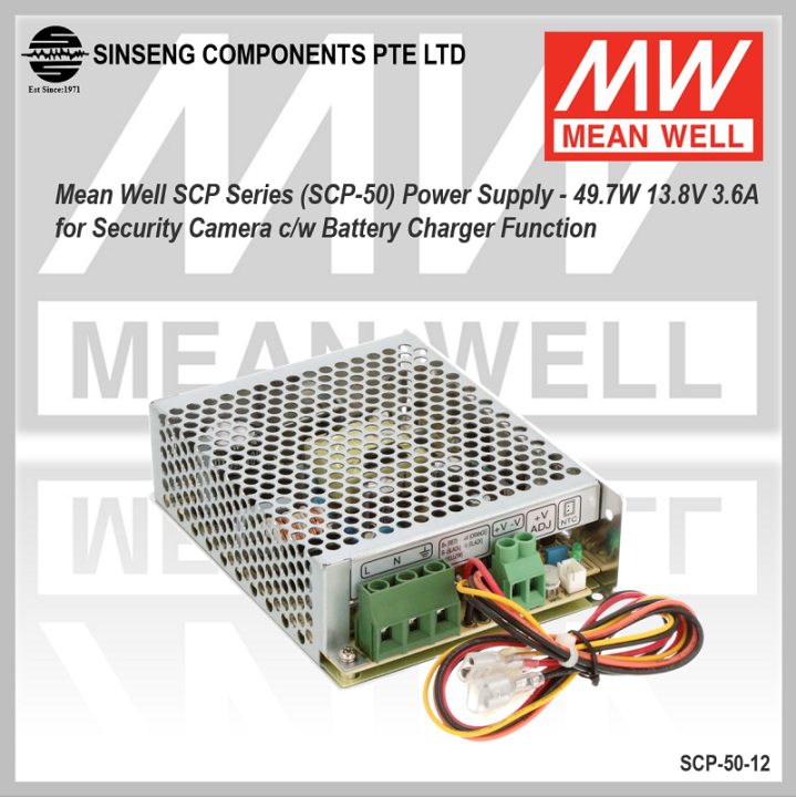 Mean Well SCP Series (SCP-50) Power Supply - 49.7W 13.8V 3.6A for ...