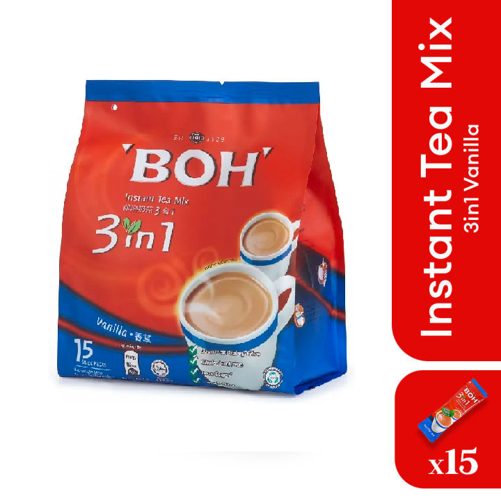 BOH 3 in 1 Vanilla Less Sugar Instant Tea Mix 19g x 15 Sachets | Lazada