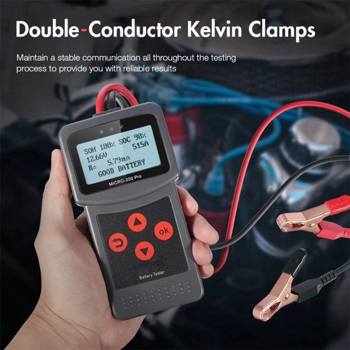 Micro-200 Pro Car Motorcycle Battery Tester 12/24V Multi-Language ...