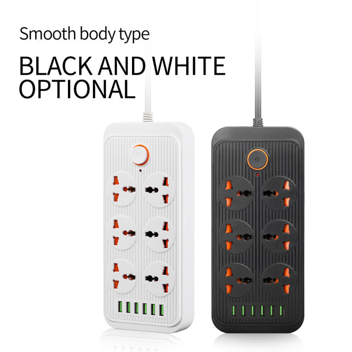 With Gift US Plug 3000W Power Strip Surge Protector 4 USB Port 6 Socket ...