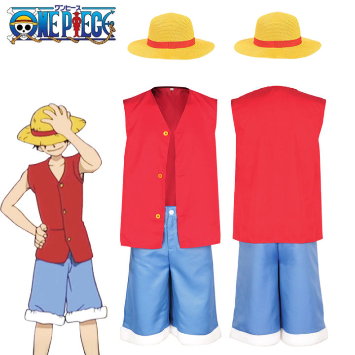 Anime One Piece Luffy Costume For Adult Kid Monkey D Luffy Vest Shorts ...