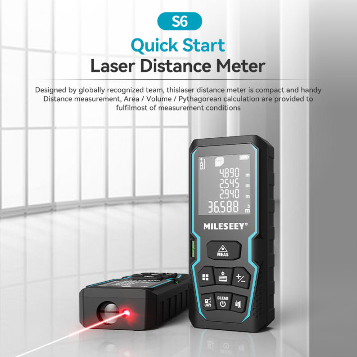 Mileseey Laser Distance Meter S6 40m-120m Laser Rangefinder with One ...