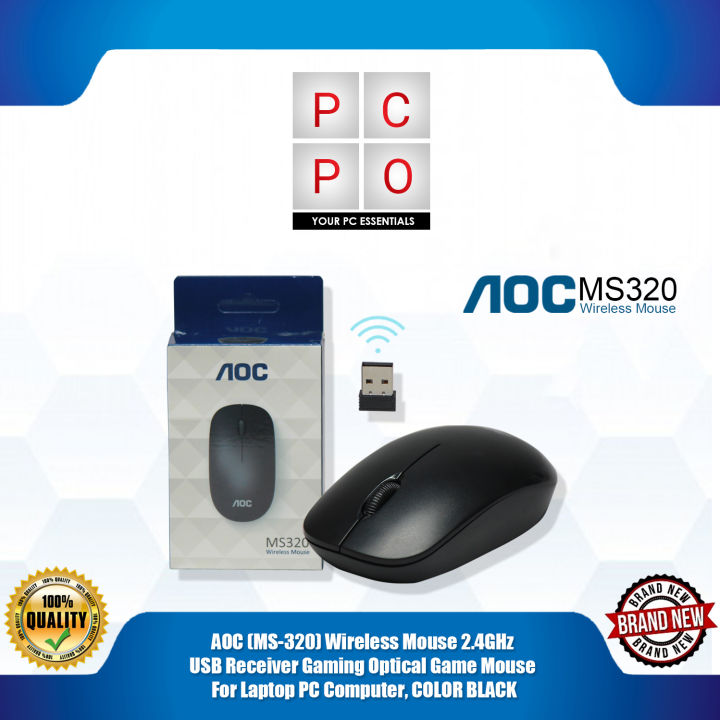 AOC (MS320) Wireless Mouse 2.4GHz USB Receiver Gaming Optical Game Mouse For Laptop PC Computer ...