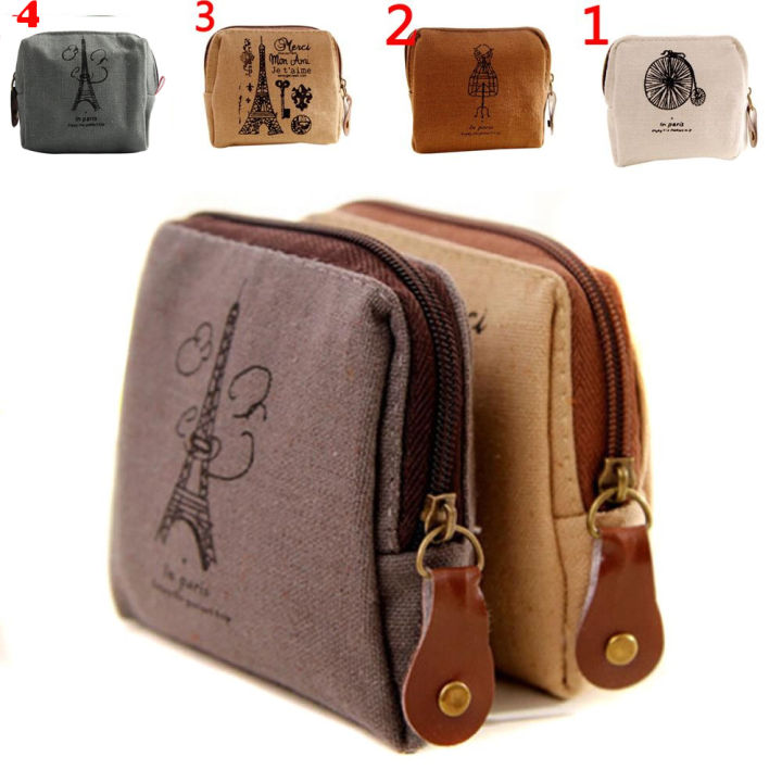 【Ready Stock/COD】Gift Case Classic Canvas Zip Wallet Coin Bag Purse ...