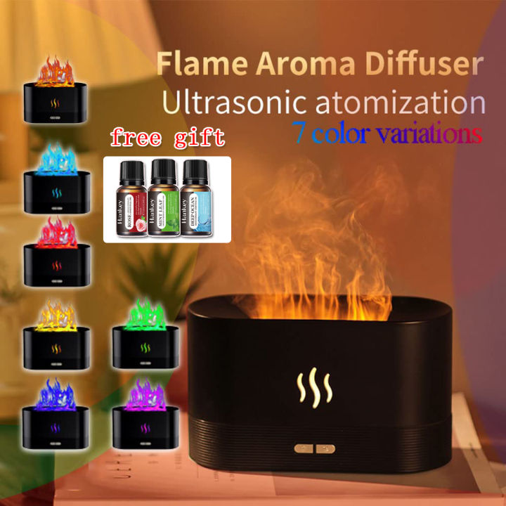 Flame Aroma Diffuser Air Humidifier Ultrasonic Cool Mist Maker Fogger LED Essential Oil ...