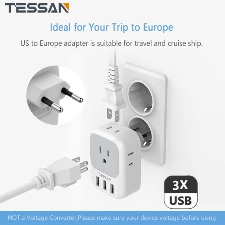 Thailand to EU Travel Adapter European Plug Travel Adaptor ,TESSAN ...