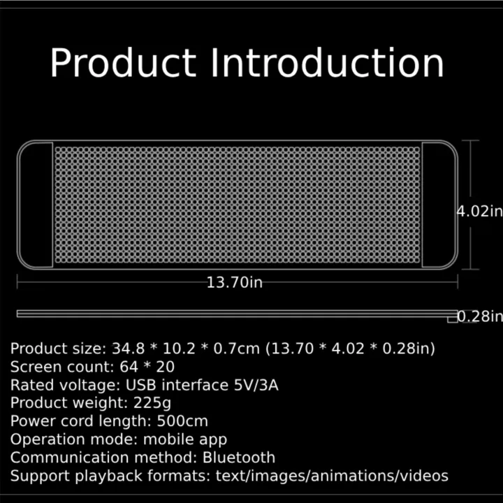 Programmable LED Sign Scroll Play Mode 64x20 Dot Matrix Easy ...