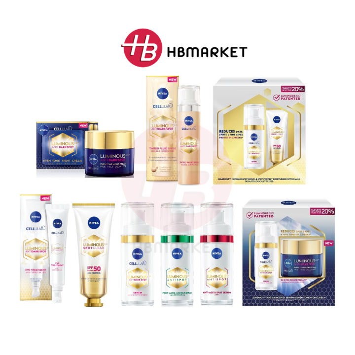 NIVEA Luminous 630 Spotclear Booster Serum/Spot Protect SPF50 /Gold ...