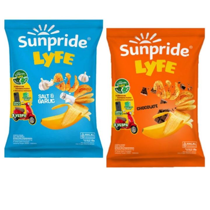 Sunpride lite cavendish banana chips chocolate / salt & garlic 55 gram | Lazada Indonesia