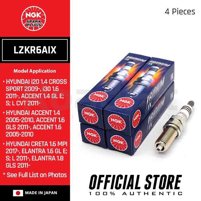 RoadFit NGK LZKR6AIX Iridium IX Spark Plugs For Hyundai i20, і30, Creta, Accent, Elantra ...
