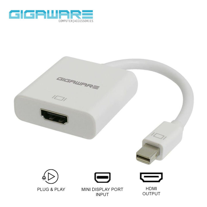 Gigaware Mini Display Port / Mini DP To HDMI Cable Adapter (White ...