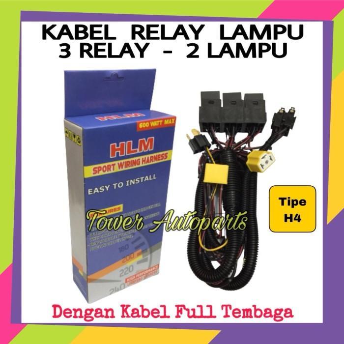 KABEL relay SET UNTUK LAMPU H4 MOBIL TIPE 3 RELAY 2 LAMPU HLM ...