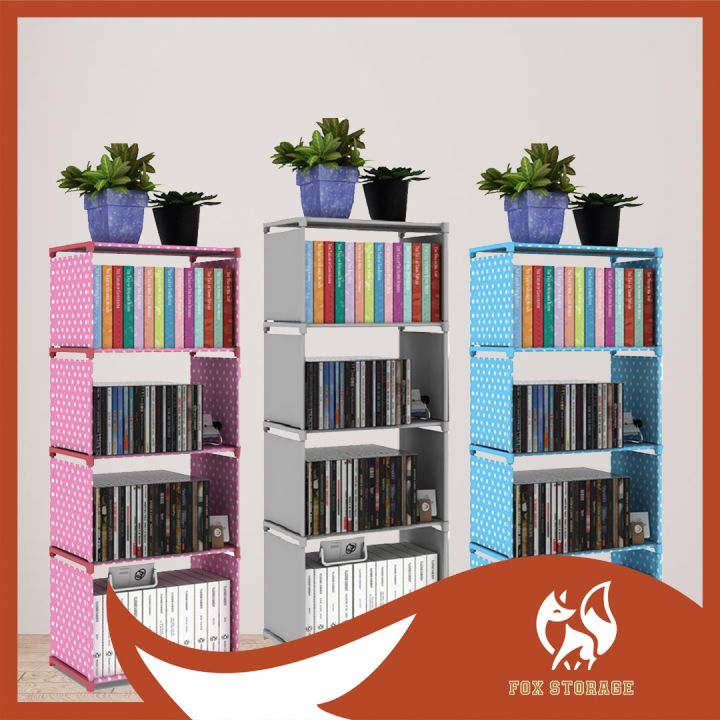 Four Column DIY Book Storage Bookshelf Rack Student Bookcase Cabinet ...