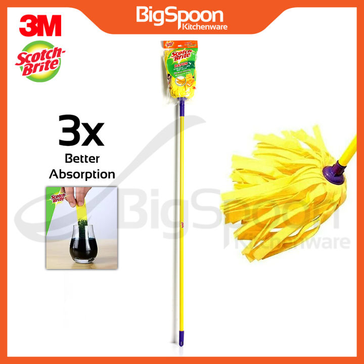 3M SCOTCH-BRITE Rayon Yellow Strip Mop (Full Set/Refill) Super ...