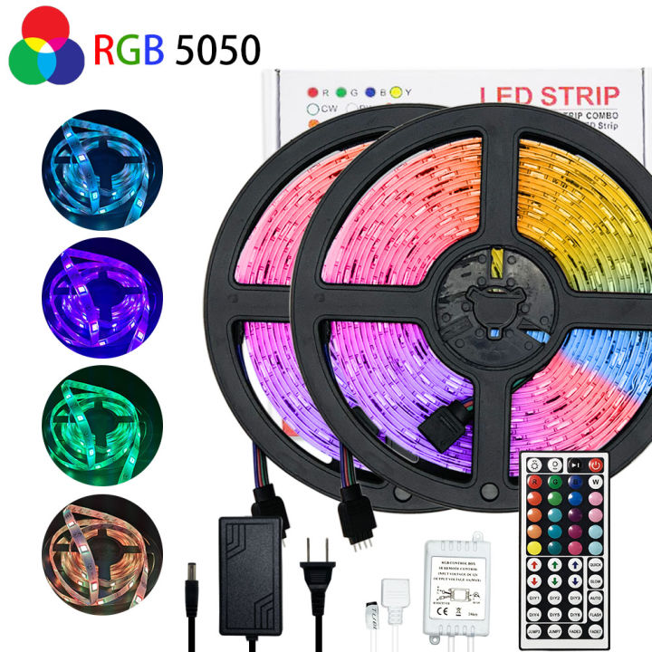 SMD 5050 RGB LED Strip Lights 5M 10M 15M Full SET with 44key IR Remote ...