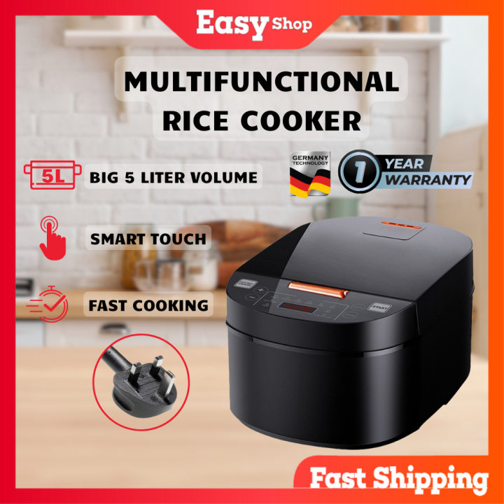 Easy 5L Big Rice Cooker Black Smart Screen Multifunction periuk nasi elektrik Non-Stick Pot For ...