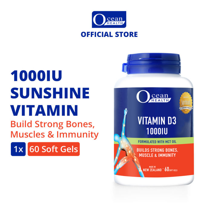Vitamin D3 1000IU (60s)- Ocean Health (Builds Strong Bones, Muscles ...