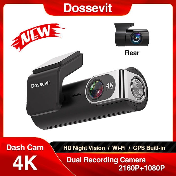 Dossevit 4K Dash Cam 2160P Built-In GPS Wi-Fi DVR ที่จอดรถ Monitor ...