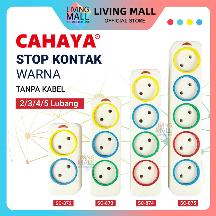 Stop Kontak Gepeng ColorFull On Off 2/3/4/5 Lubang Tanpa Kabel / Stop Kontak Merek Cahaya SC-872 ...