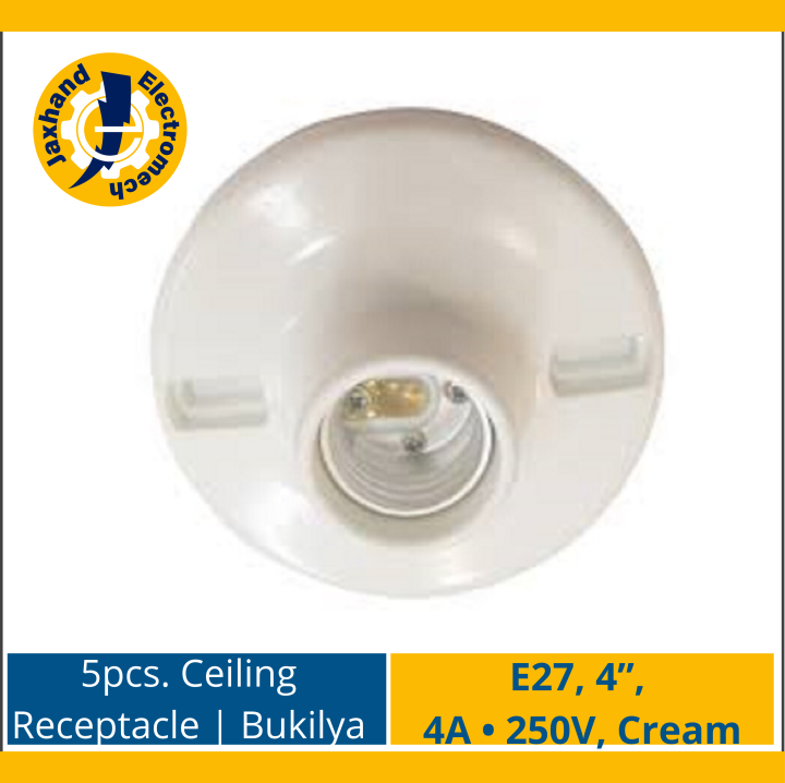 5pcs. Ceiling Receptacle Bukilya E27, 4”, 4A • 250V, Cream/White ...