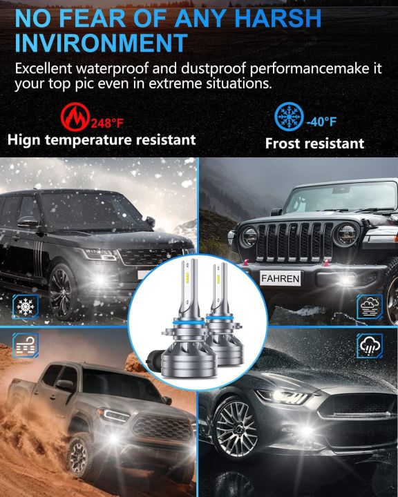 FAHREN H11/H8/H16 LED Driving Fog Light s, 12000LM 400% Brighter ...