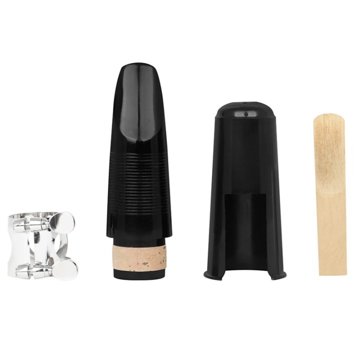 4 Piece Clarinet Mouthpiece Set Threaded Metal Clip ABS Cork Mouthpiece ...