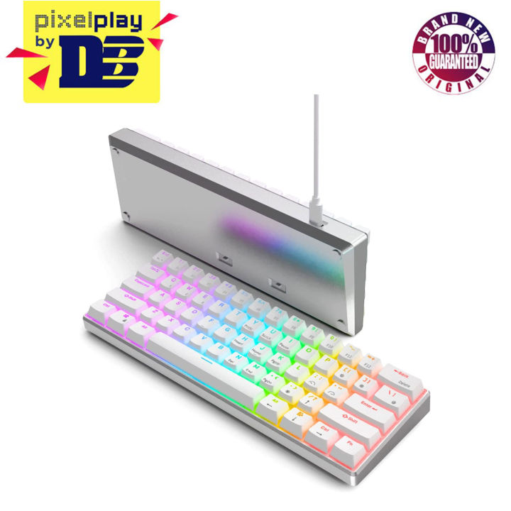 ROYAL KLUDGE RK61 Pro Tri-Mode RGB 61 Keys Hot-Swap Mechanical Keyboard White (Gateron Red ...