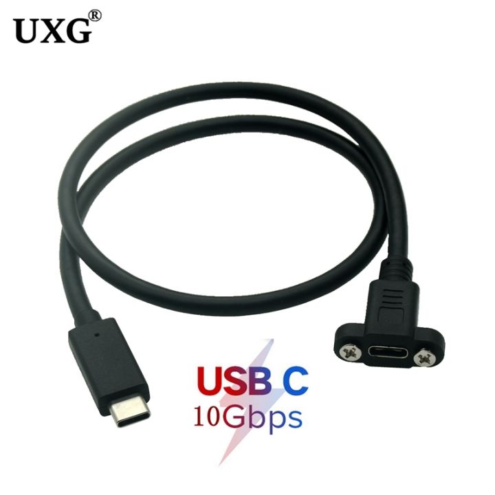 USB 3.1 Type c Male to Female Extension Cable with Panel Mount ScrewUSB ...
