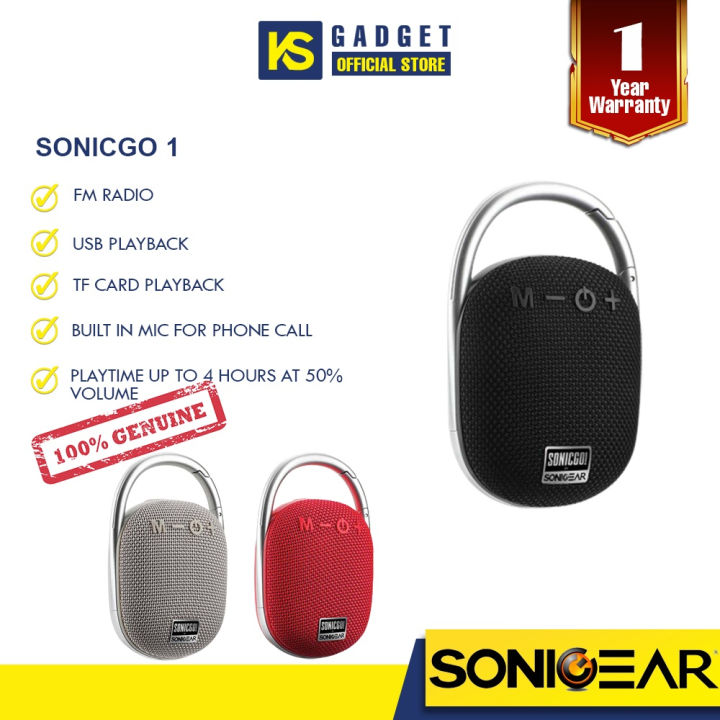 SonicGear SONICGO! CLIPZ(NEW) Bluetooth Portable Speaker with Hook | FM ...