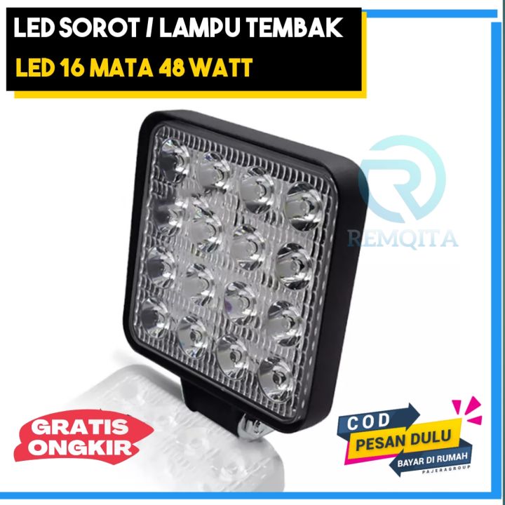 Lampu Kerja LED 48 Watt 16 Mata Lampu LED Sorot Offroad Lampu Sorot Kotak Terang Tebal 28 MM ...
