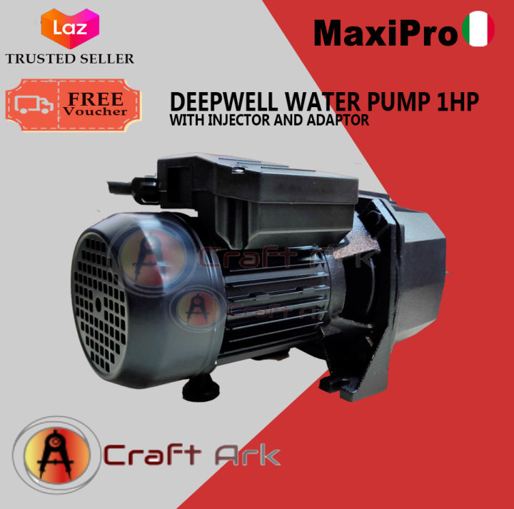 Maxipro Deep Well Water Pump Motor 1HP with Injector and Adapter ITALY ...