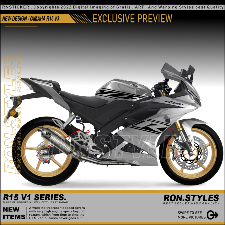 V1 Cutting Sticker Striping variasi Yamaha R15 v3 Striping R15 2020 Lis ...