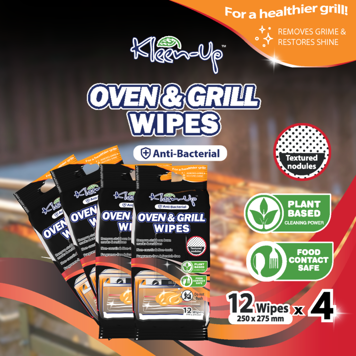 KLEEN UP OVEN & GRILL WIPES 12S (4 packets) With textured nodules ...